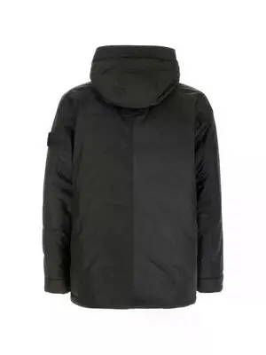 Stone Island Hooded Button-up Jacket - Black