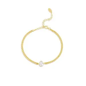 SHYMI Fancy Shape On A Curb Chain Bracelet Pear - Gold
