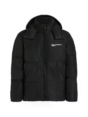 Karl Lagerfeld Logo-print Hooded Puffer Padded Jacket - Black