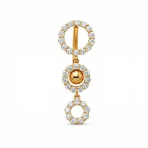 Zahav Jewelry 14k Solid 14g Cascading Dangle Belly Ring - Gold