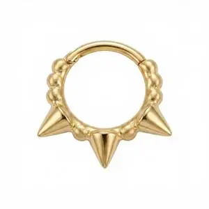 Zahav Jewelry 14k Solid Yellow Spiked Clicker Hoop 8mm - Gold