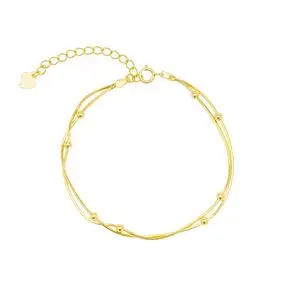 SPERO LONDON Italian Fine Sterling Silver Double Satellite Chain Bracelet - Gold