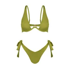 CHERINA BEACHWEAR LLC Ella Bikini Set With Underwire Top And Side Tie Bottoms - Green
