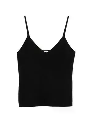Eric Bompard Cashmere V-neck Spaghetti-strap Tank Top - Black