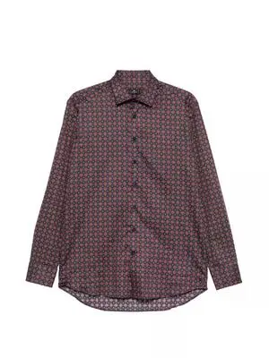 Etro Geometric-print Long-sleeve Shirt - Blue