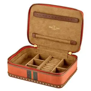 Wolf Orange / Brown Ida Travel Zip Jewellery Case Orange - Orange/brown