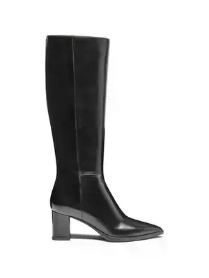 Santoni Pointed-toe Block-heel Boots - Black