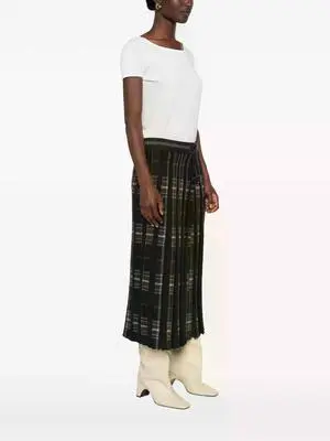 Eric Bompard Tartan-pattern Pleated Midi Skirt
