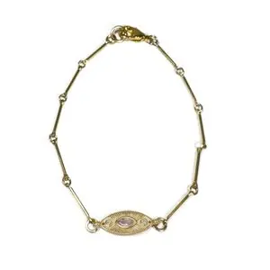Rachel Nathan Chain: Bar Chain Eye Nouveau Bracelet - Gold