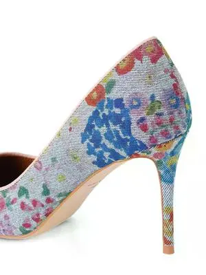 Kurt Geiger Floral-print Crystal-embellished Stiletto Pumps - Blue