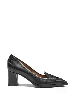 Santoni Pointed-toe Penny-strap Pumps - Black