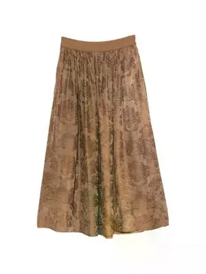 UMA WANG Gillian Pattern Gathered Midi Skirt - Neutrals