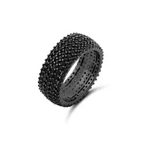 SHYMI Pave Cigar Band Rhodium With Stones - Black