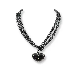 MICHAEL NASH JEWELRY Matte Resin Studded Heart Pendant Necklace - Black