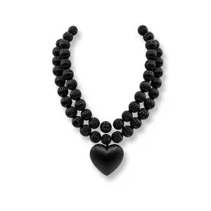 MICHAEL NASH JEWELRY Amour Matte Heart Necklace - Black