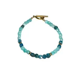 Rachel Nathan Blue / Gold Slim: Apatite & Amazonite Bracelet - Blue/gold