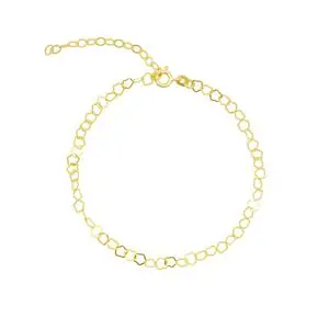 SPERO LONDON Pentagon Geometric Sterling Silver Link Bracelet & Anklet - Gold