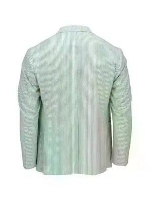 Isaia Vertical-stripe Single-breasted Blazer - Green