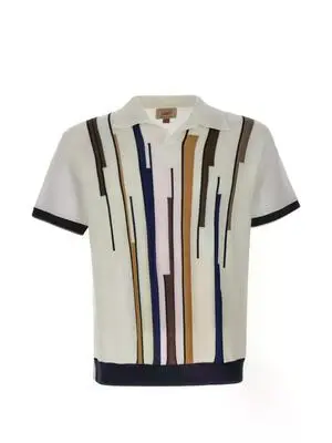 BOB Jacquard-insert Polo-collar T-shirt - White
