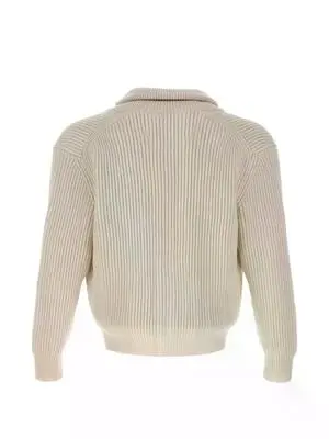 Eleventy Ribbed-knit Shawl-collar Cardigan