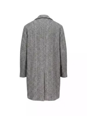 Isaia Herringbone Wool Double-breasted Coat - Grey