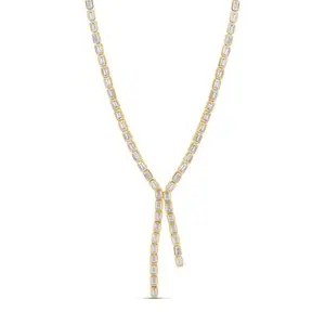 SHYMI Bezel Set Emerald Y Necklace - Gold