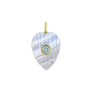 KAMARIA Lace Agate Gemstone Pendant With Topaz Heart - Blue