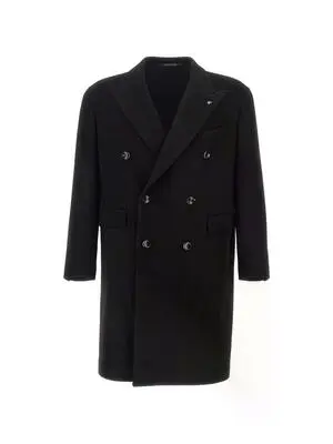 Tagliatore Double-breasted Peak-lapels Coat - Black