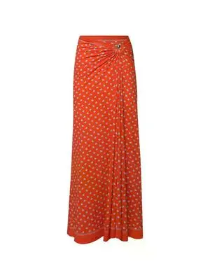 Christopher Esber Orbit Bandana-print Ruched Maxi Skirt - Orange