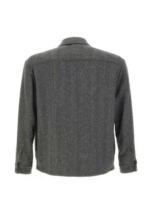 Eleventy Herringbone-pattern Wool-blend Shirt Jacket