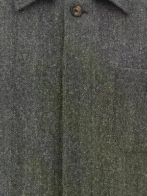 Eleventy Herringbone-pattern Wool-blend Shirt Jacket