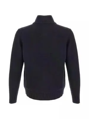 KANGRA Buttoned-collar Ribbed-knit Sweater