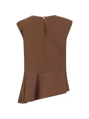 KAOS Asymmetric Ruffled Sleeveless Blouse