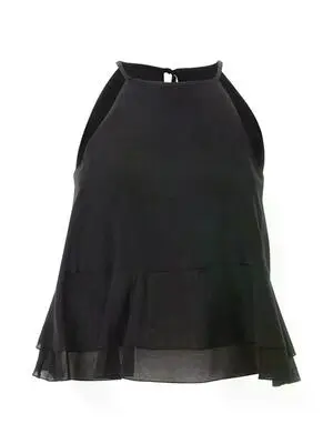 KAOS Ruffled Sleeveless Top - Black