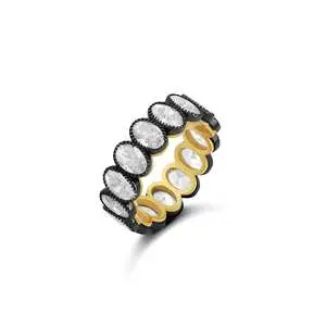 SHYMI Gold / Black Black Rhodium Oval Eternity Band - Gold/black