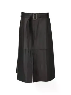 Isaia Belted Slit-detail Skirt - Black