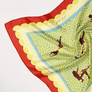 ALAS Yellow / Red Large Silk Scarf Bathers - Yellow/red