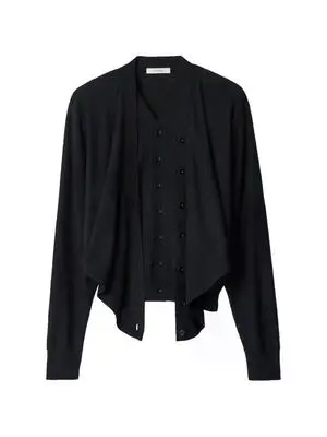 LEMAIRE Trompe-l’œil Cardigan In Merino Wool Blend - Black