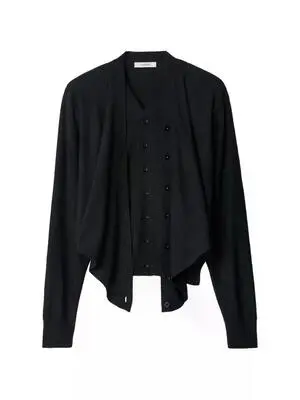 LEMAIRE Lemiare Merino Wool Blend Trompe-l’œil Cardigan - Black