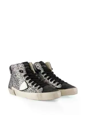 Philippe Model Prsx Glitter-embellished Sneakers - Silver