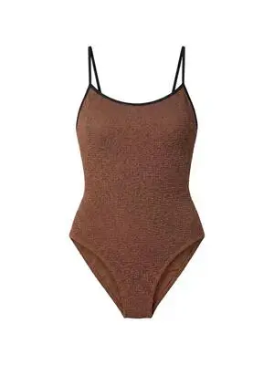 Hunza G Pamela Crinkled-effect Swimsuit - Brown