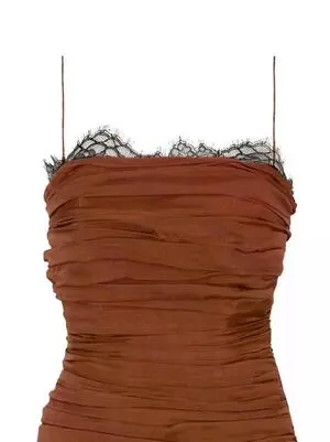 Raquel Diniz Ambra P Lace-trim Ruched Mini Dress - Brown
