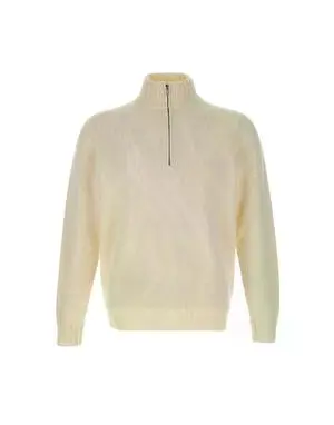 FILIPPO DE LAURENTIIS Half-zip Merino-wool Sweater - White