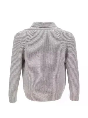 GRAN SASSO Double-breasted Ribbed-knit Cardigan - Grey