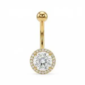 Zahav Jewelry 10k Solid Round Cz Cluster Belly Ring - Gold