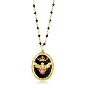 MYRTO KATRAMADOU JEWELLERY Gold / Black Queen Bee Ruby Necklace - Gold/black