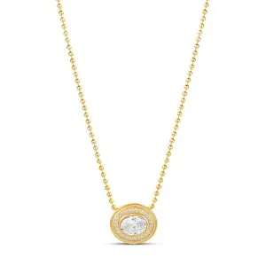 SHYMI Statement Oval Pendant On A Beaded Ball Chain - Gold