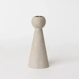 HOUSE OF REVELRY Neutrals Bleached Taper Wood Candle Holder - Orange