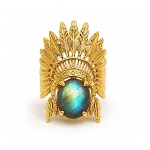 POUPETTENYC Crown Ring Labradorite - Gold