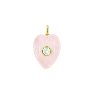 KAMARIA Rose Quartz Gemstone Pendant With Topaz Heart - White